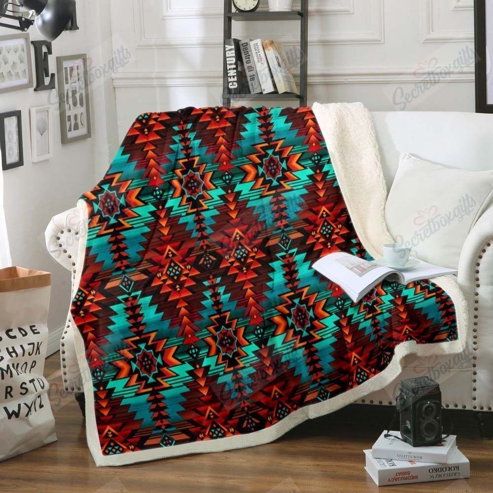 Beautiful Tribe Native Patterns Sherpa Fleece Blanket - Sillyfrogs